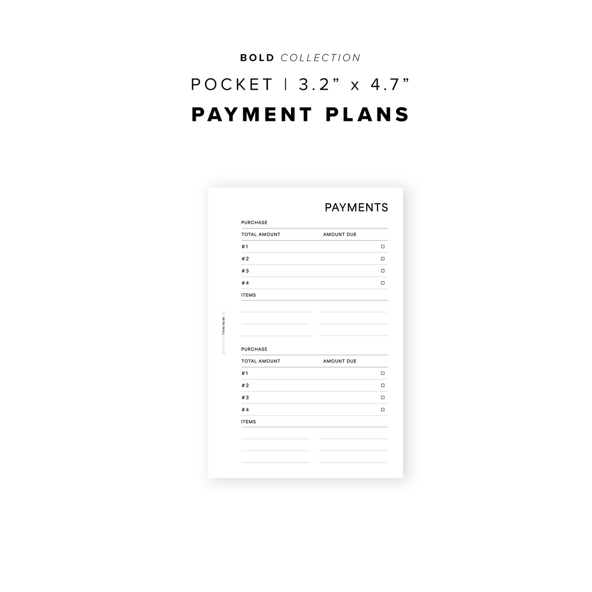 PR188 - Payment Plans - Printable Insert – My Minimal Planner