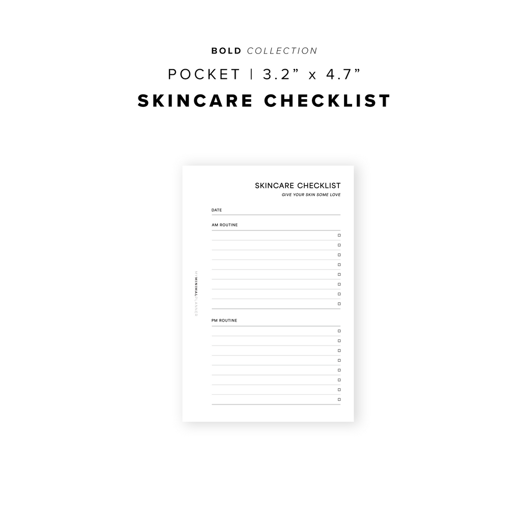 PR189 - Skincare Checklist - Printable Insert – My Minimal Planner