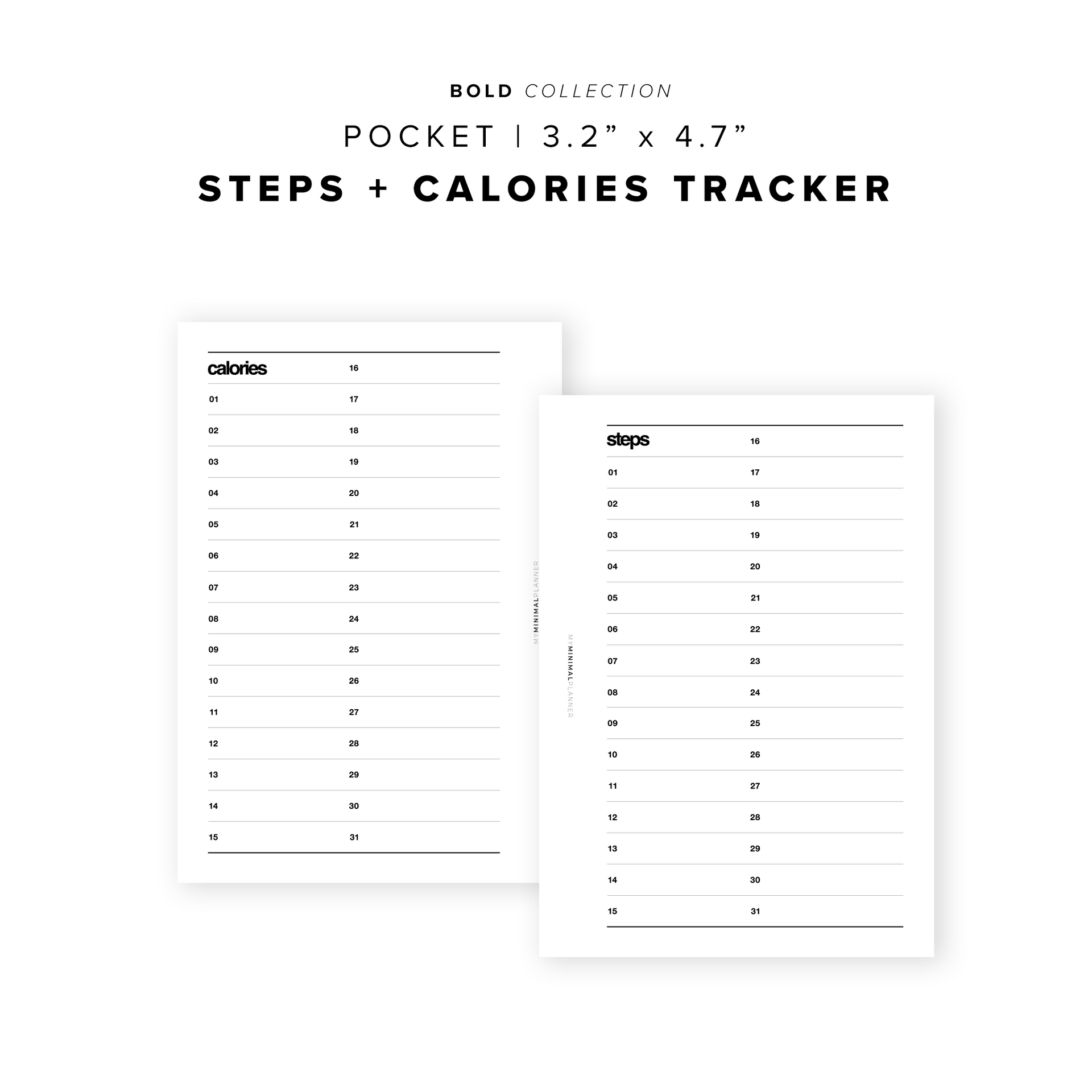 PR142 - Steps + Calories Tracker - Printable Insert – My Minimal Planner