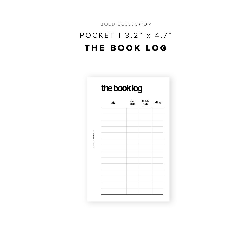 PR161 - The Book Log - Printable Insert – My Minimal Planner