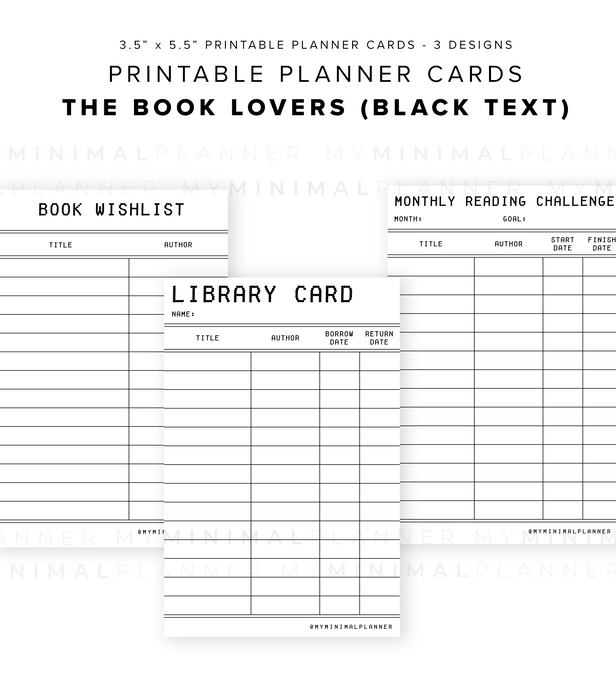 Printable Planner Cards – My Minimal Planner