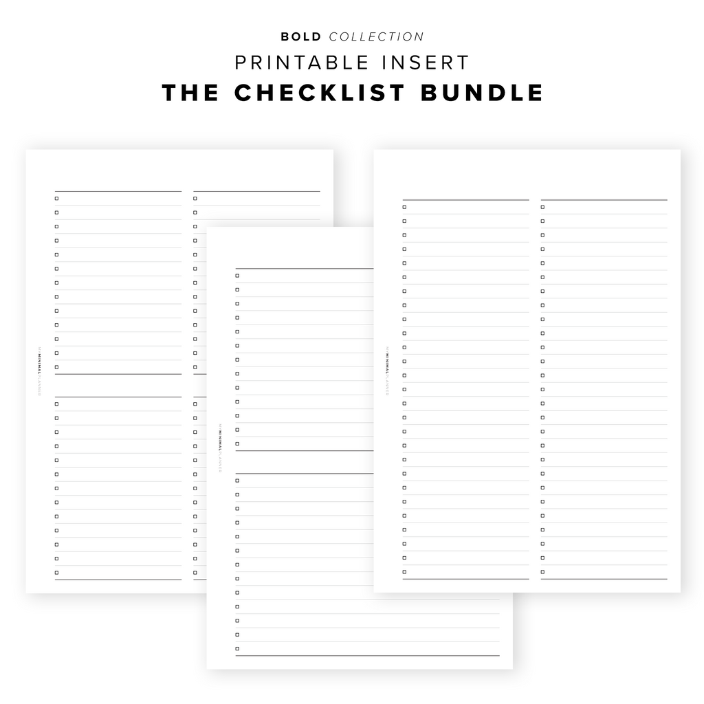 PR152 - The Checklist - Printable Insert – My Minimal Planner