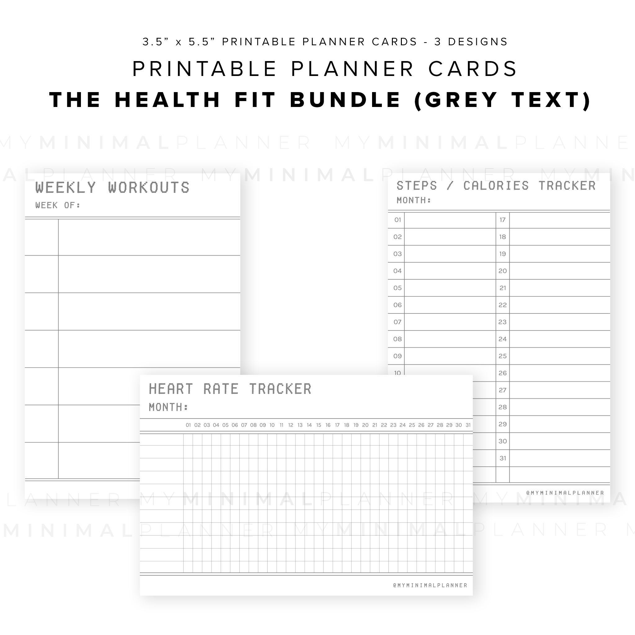 PPC14 - The Health Fitness Bundle - Printable Planner Cards – My ...