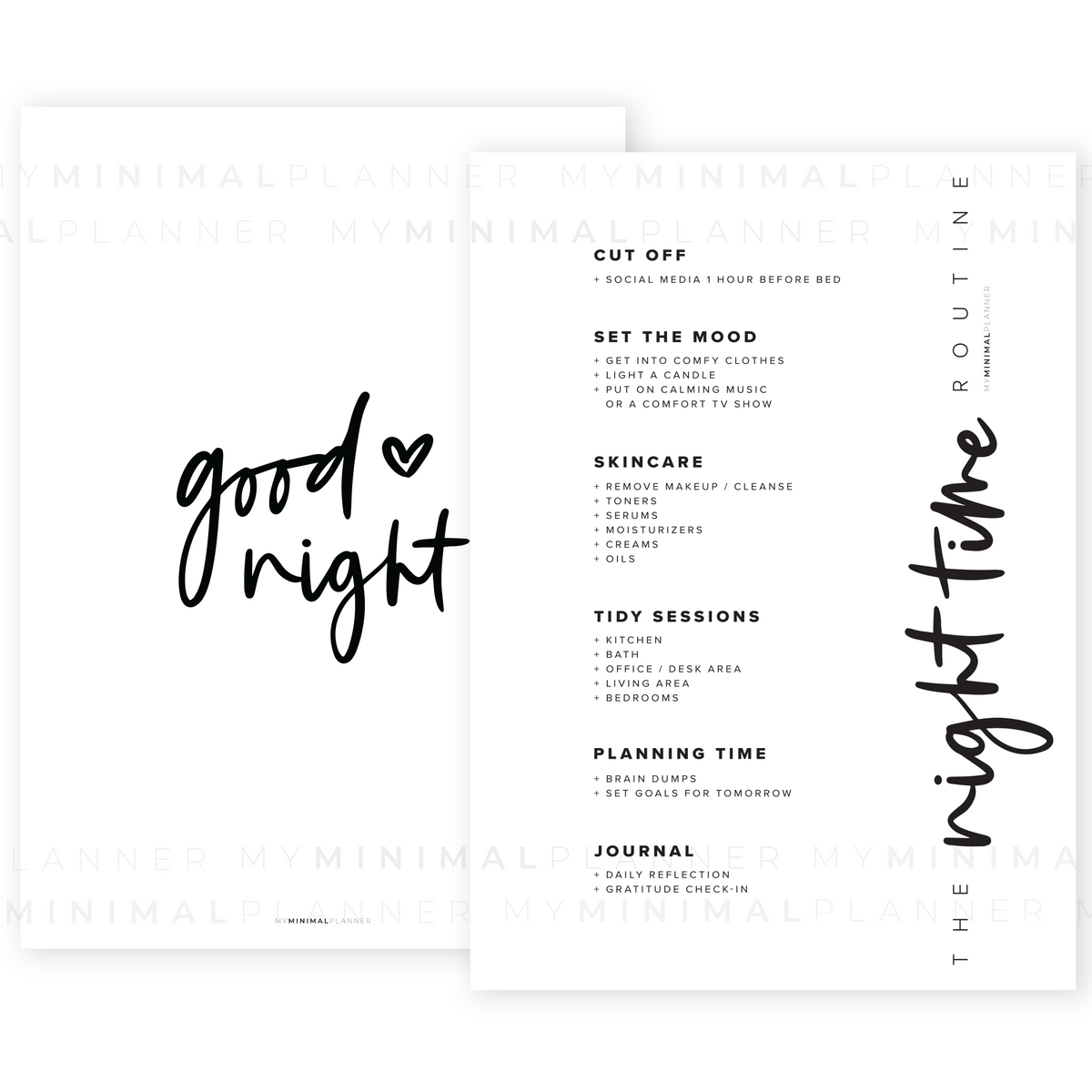 PRD63 - The Night Time Routine - Printable Dashboard – My Minimal Planner