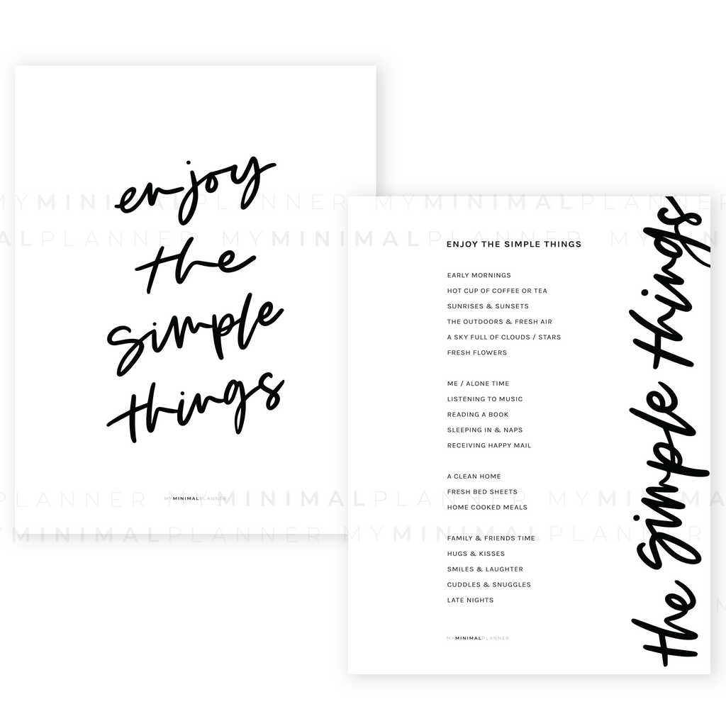 PRD108 - The Simple Things - Printable Dashboard – My Minimal Planner