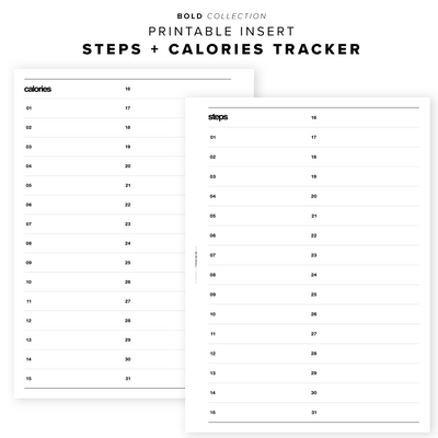 PR142 - Steps + Calories Tracker - Printable Insert – My Minimal Planner