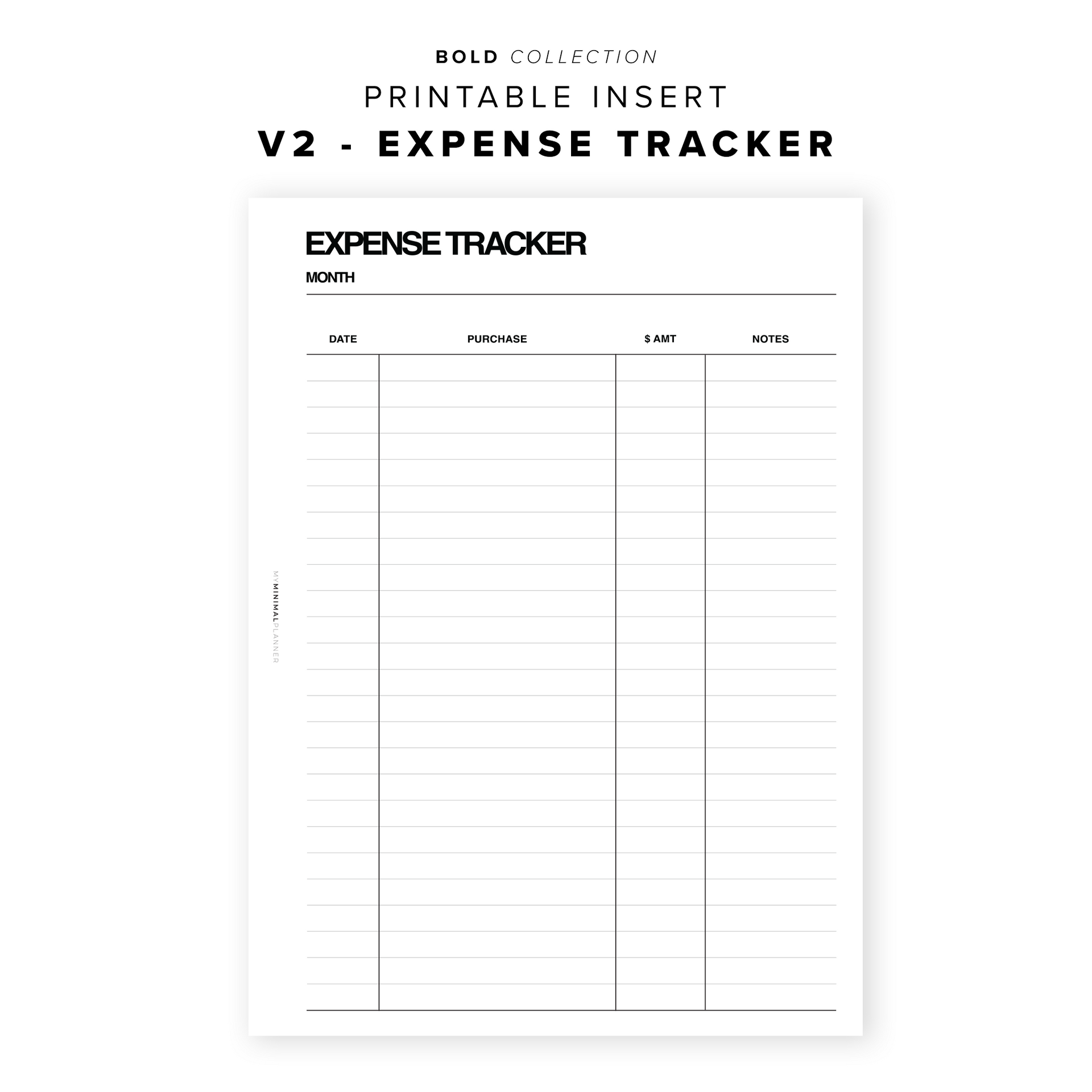 PR117 - Expense Tracker (V2) - Printable Insert – My Minimal Planner