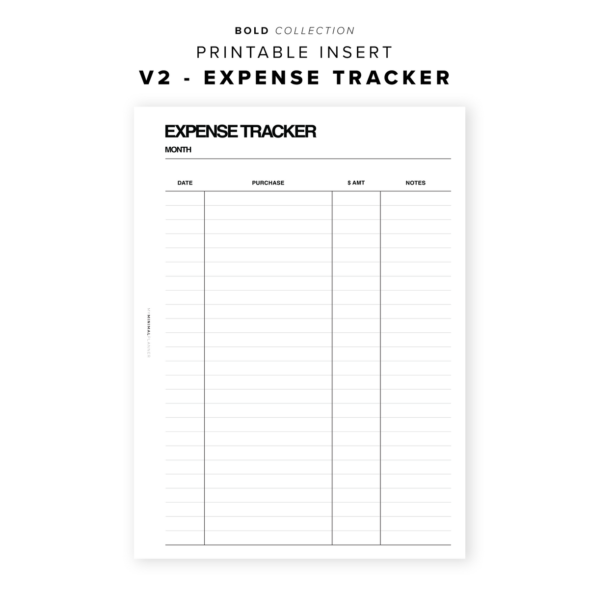 PR117 - Expense Tracker (V2) - Printable Insert – My Minimal Planner